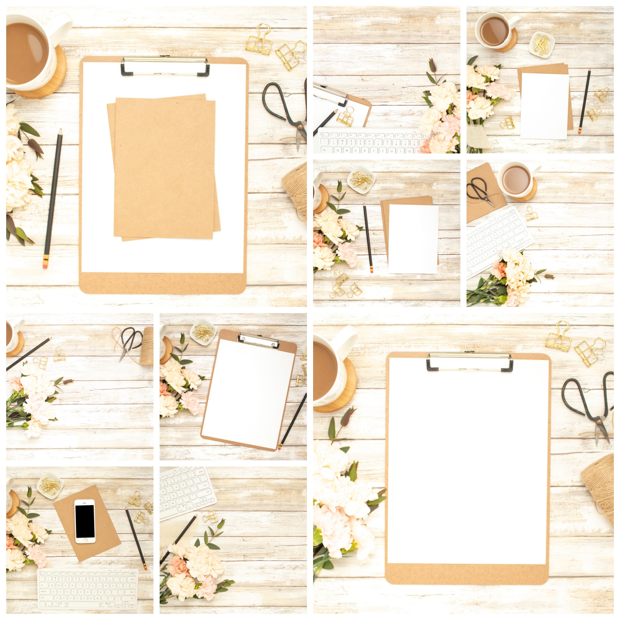 Neutral Mockup Bundle, 11 Digital Background Images, Card Mockup ...