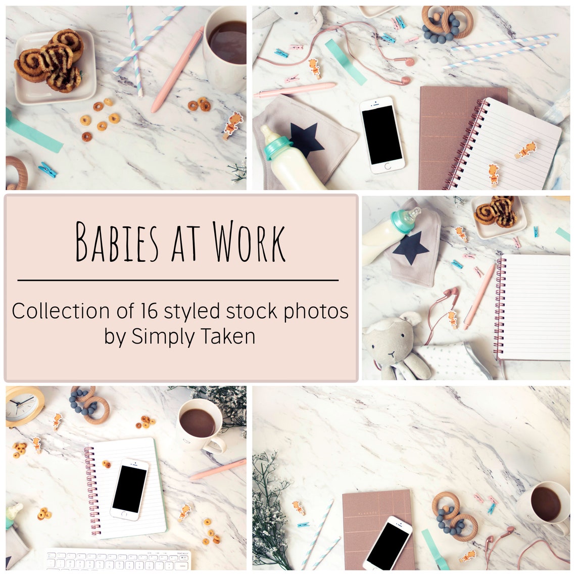 Babies at Work | 16 Stock Photo Bundle, Mom Stock Photos of Working ...