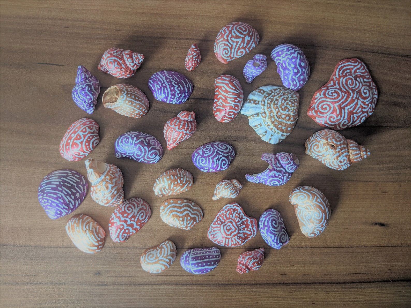Beautiful Painted Shells Purple Set of 5 - Etsy