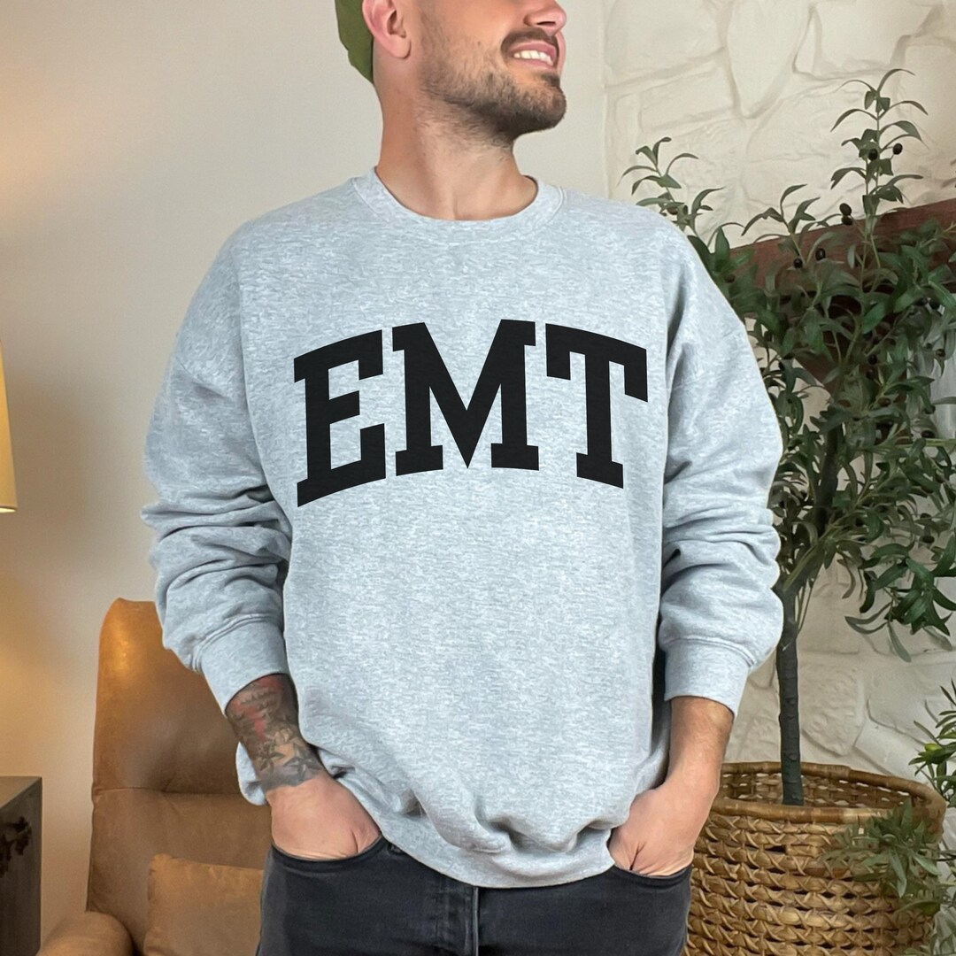Varsity Letter EMT Sweatshirt, Emergency Technician Crewneck, EMT Shirt ...