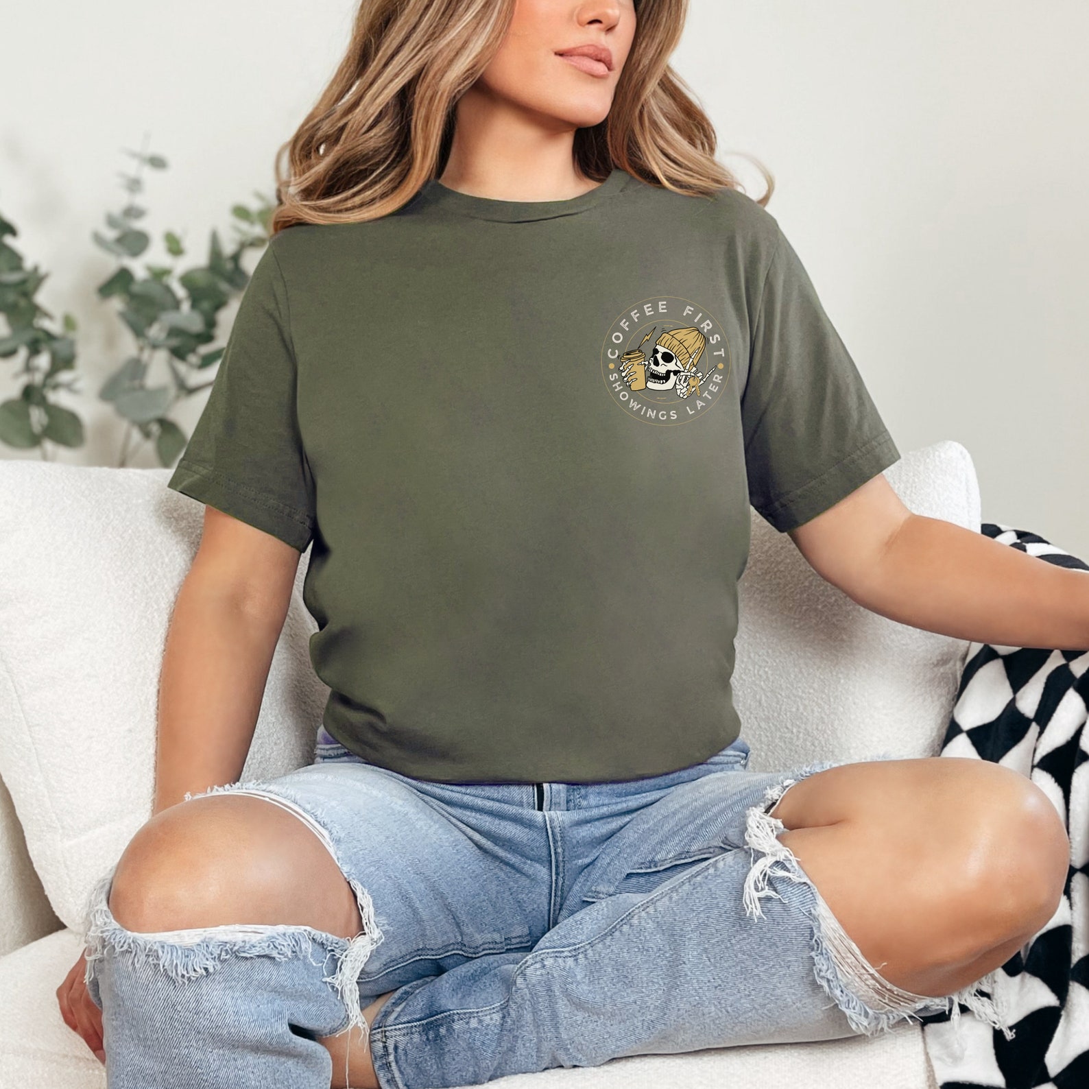 Coffee Skull Real Estate Shirt, Skeleton Real Estate Agent Shirt, Skull ...