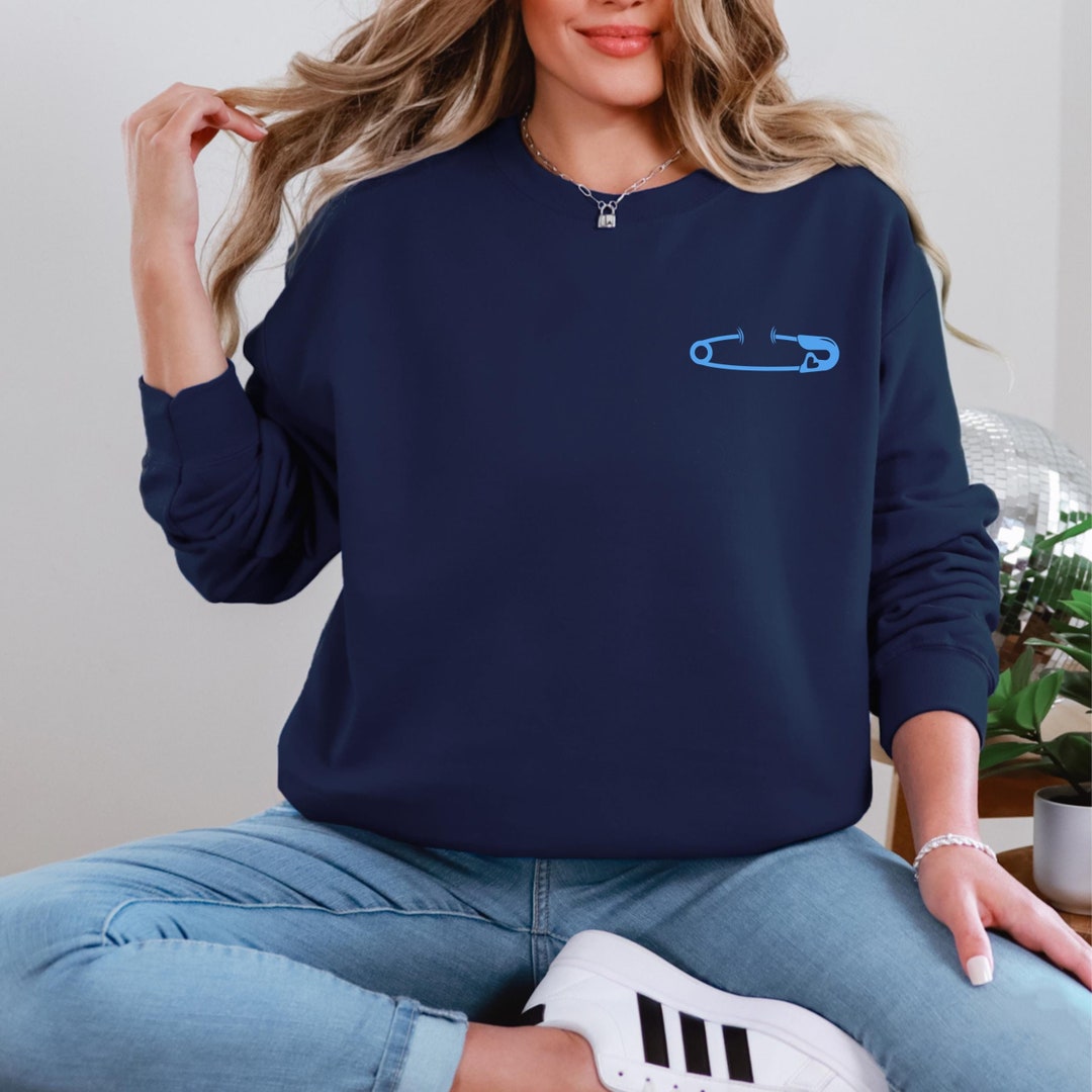 Blue Safety Pin Sweatshirt, Safe Space Crewneck, Minimalist Ally ...