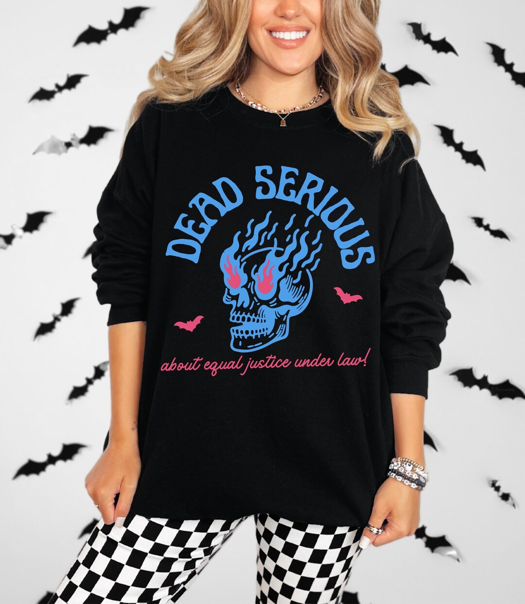 Halloween Skull Lawyer Sweatshirt, Spooky Lawyer Crewneck, Pink Bats ...