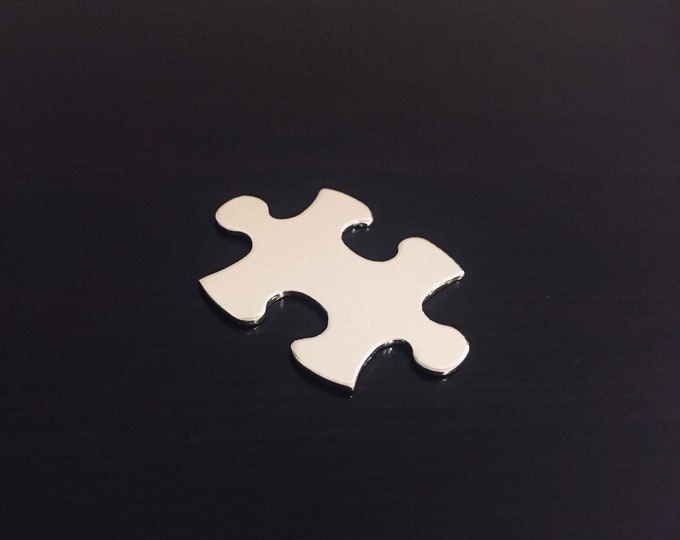 FIVE - Puzzle Piece Stamping Blanks - 16 Gauge Aluminum Silver Puzzles ...
