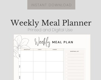 Digital Editable and Printable Weekly Planner, Weekly Food Planner ...
