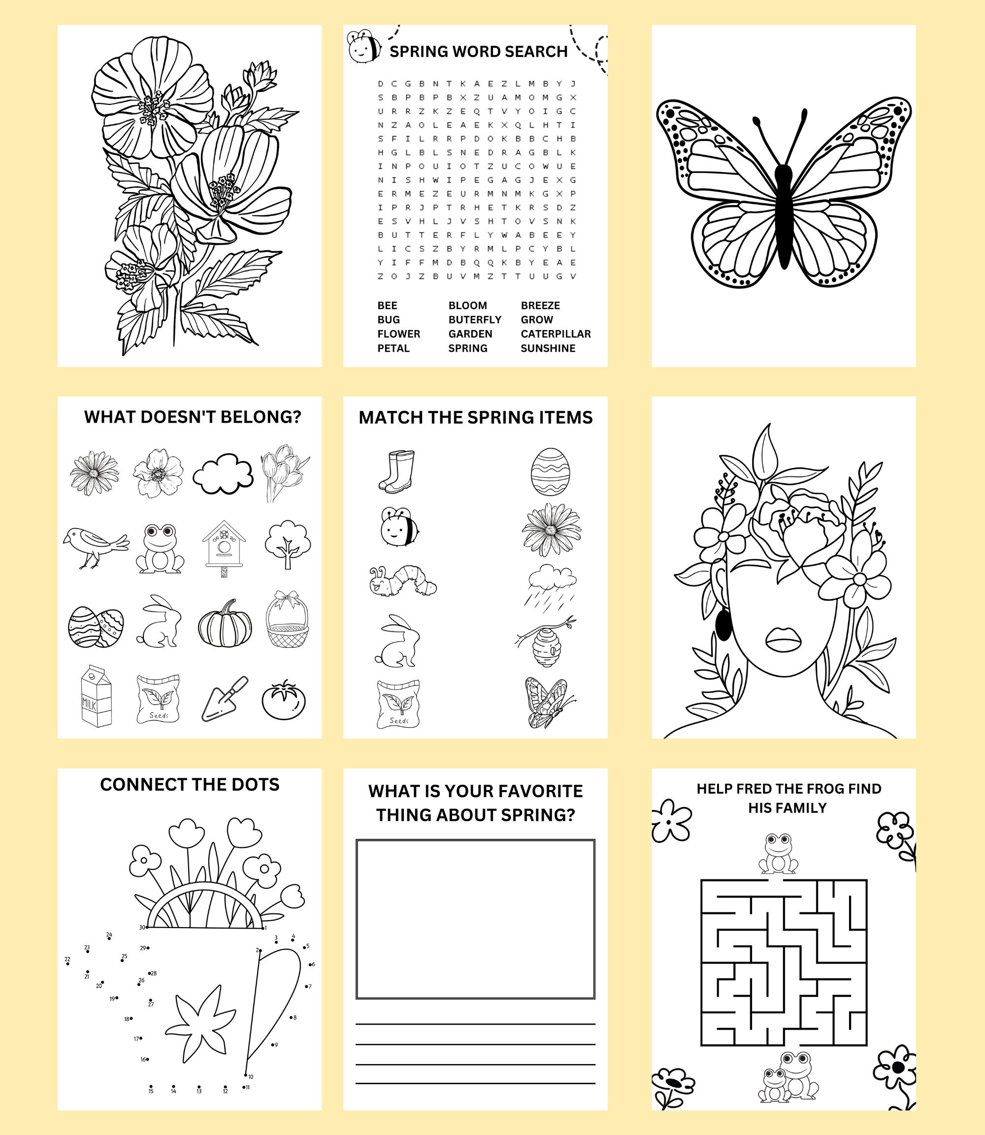 Spring Activity Sheets | Spring Coloring Pages | Instant Download ...