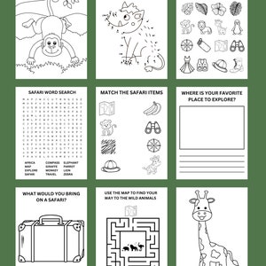 Activity Sheets | Safari Coloring Pages | Instant Download | Printable ...