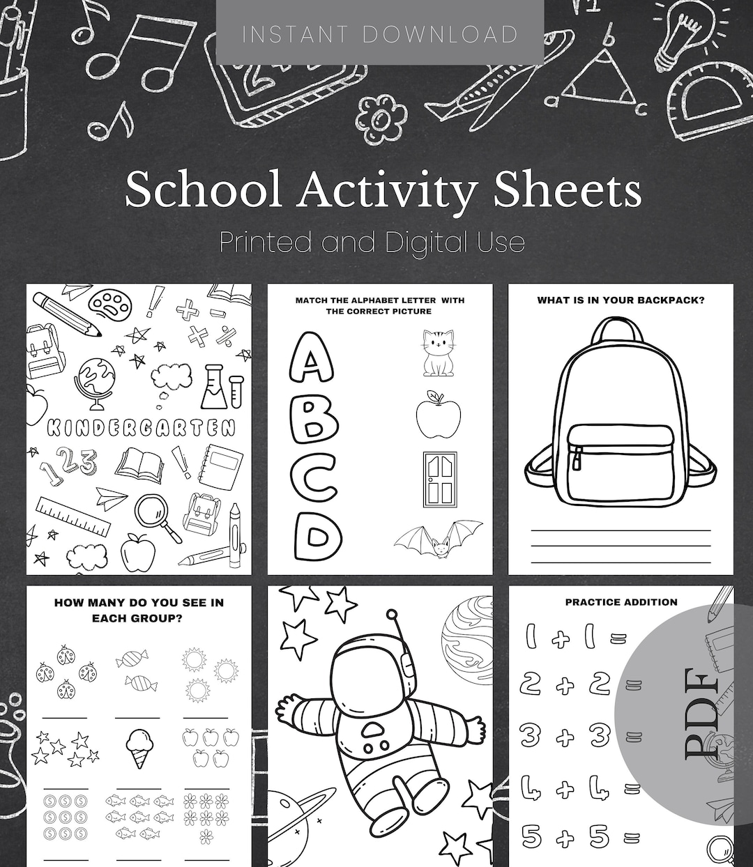 Back to School | Activity Sheets | Kindergarten | Printable | Digital ...