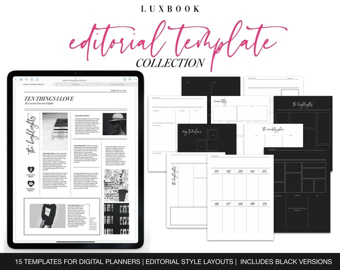The Editorial Template Collection by Luxbook Digital Planner - Etsy
