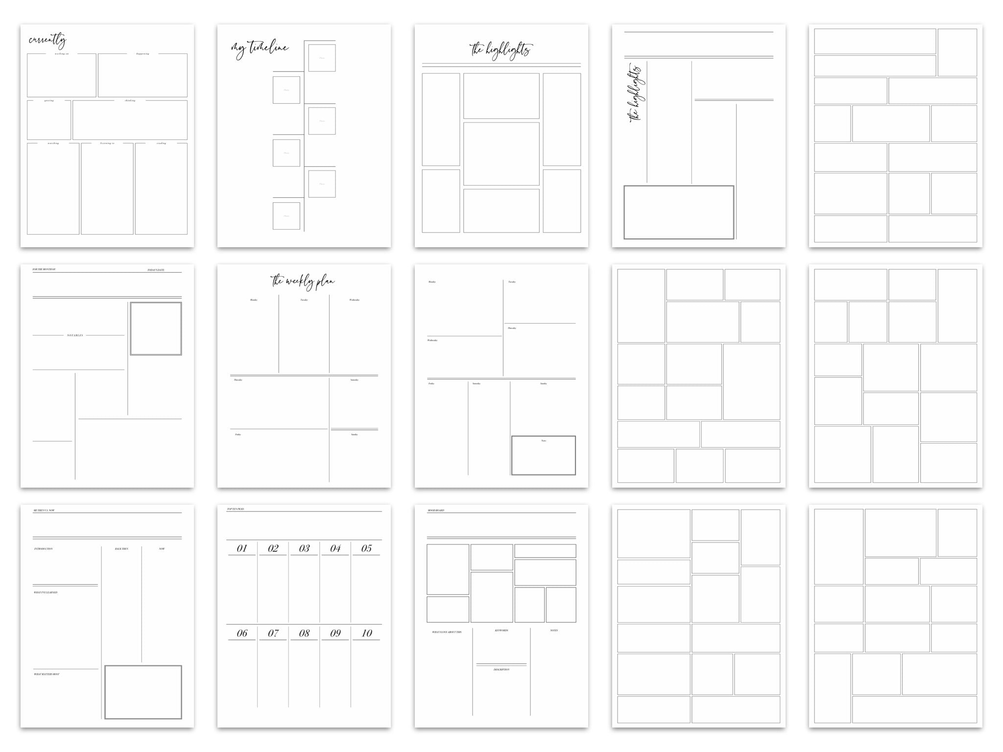 The Editorial Template Collection by Luxbook, Digital Planner Templates ...
