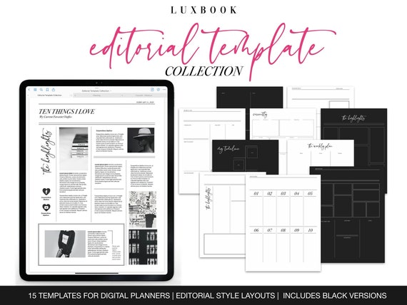 The Editorial Template Collection by Luxbook Digital Planner | Etsy