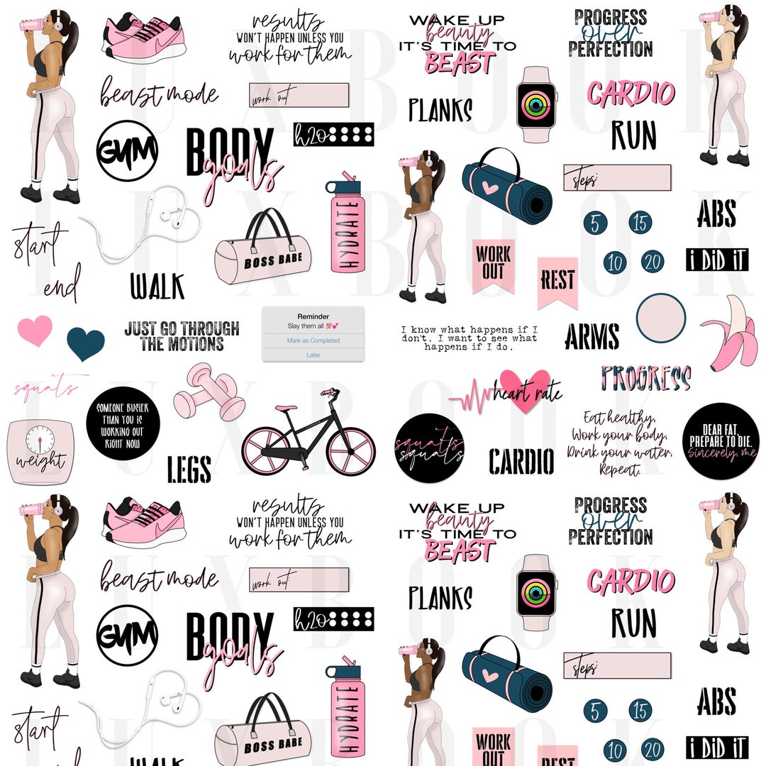 The Beast Mode Collection by Luxbook, Digital Planner Stickers, Fitness ...