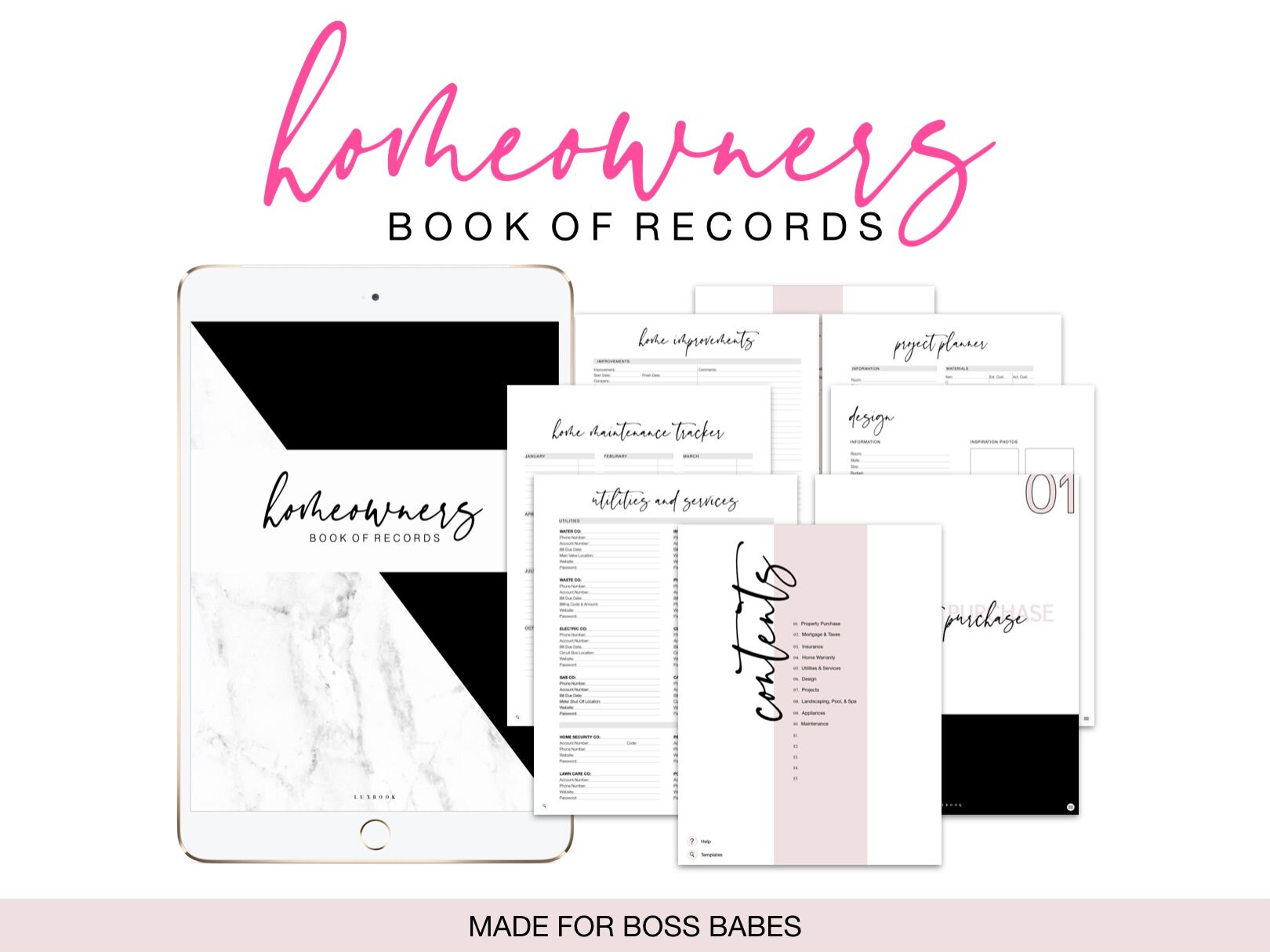 The Homeowners Book of Records BLACK | Digital Planner | Home ...