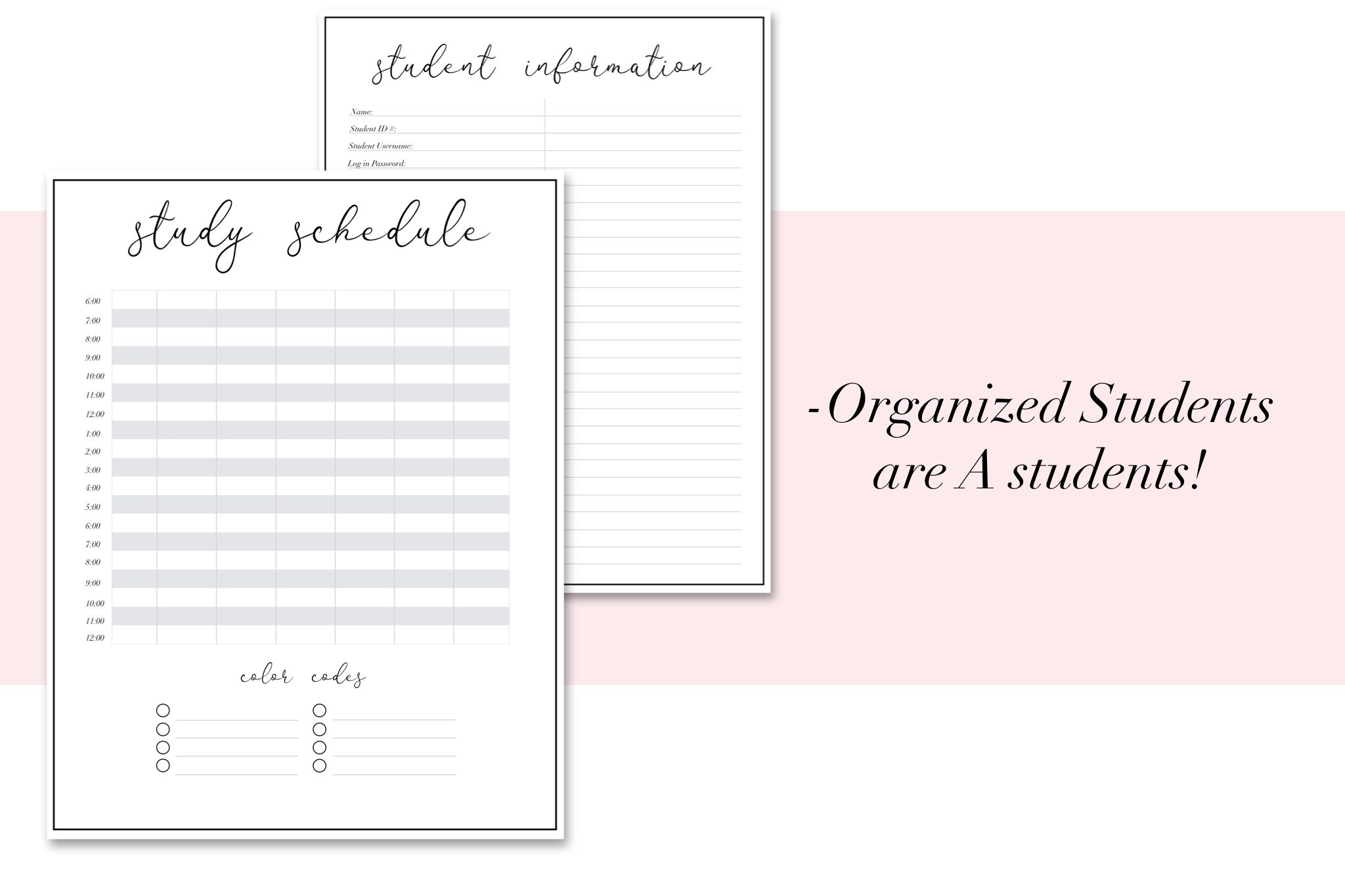 The Academic Template Add-on Bundle Student Planner Academic | Etsy