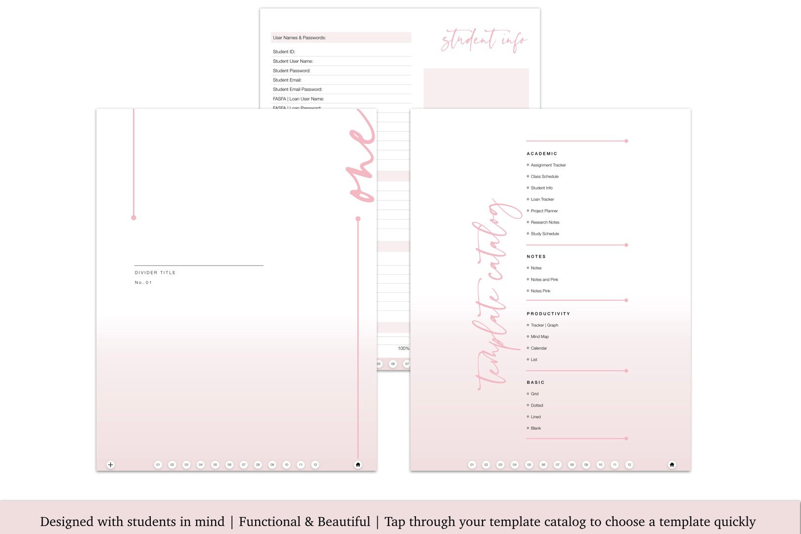 Pink Academic Notebook by Luxbook , Digital Notebook, Student Notebook ...