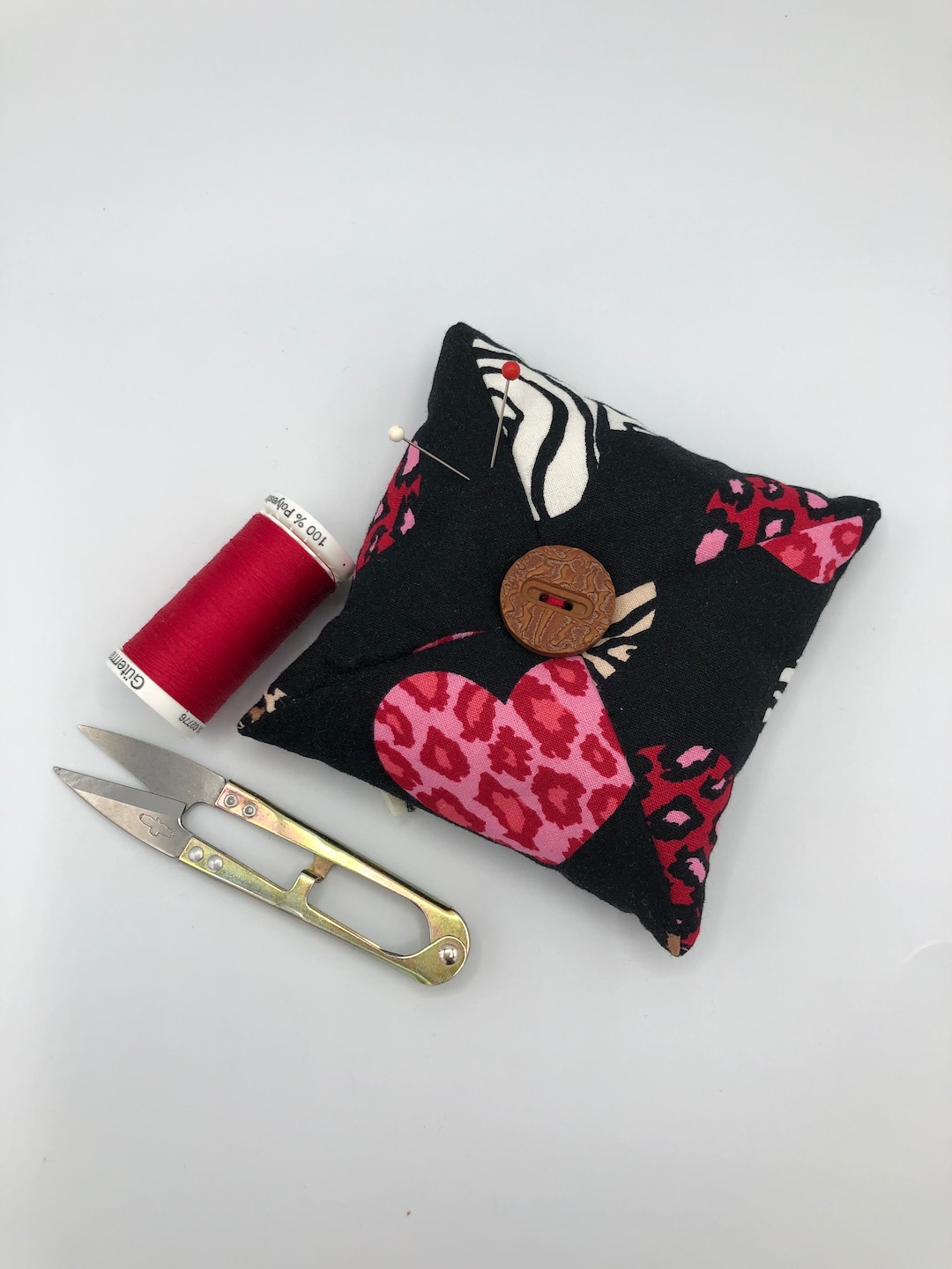 Pin Cushion Hearts Zebra Cheetah Prints Crushed Walnut Shells Free ...