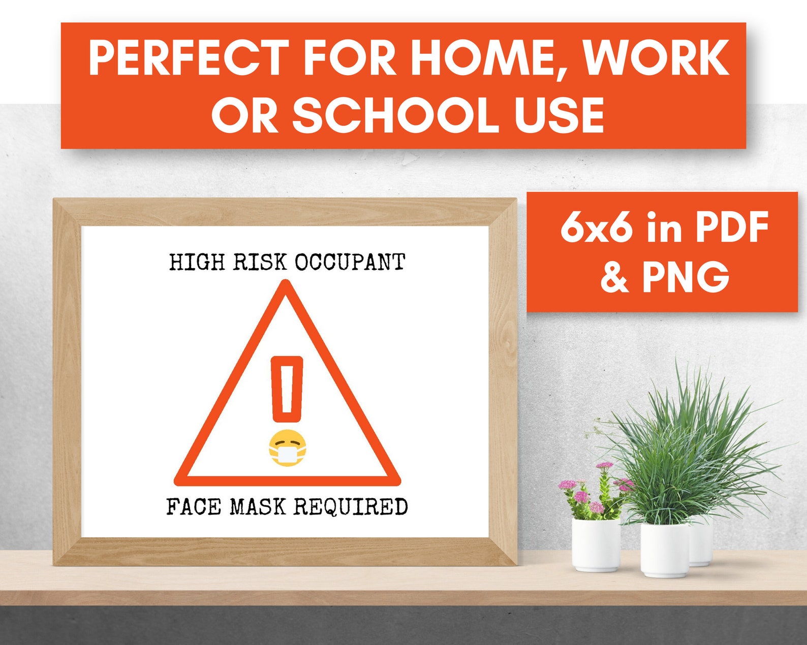 High Risk Occupant Face Mask Required Sign, Download Instantly ...