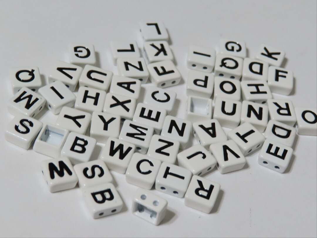25 White Square Metal Letter Bead Spacers With Two Holes - Etsy