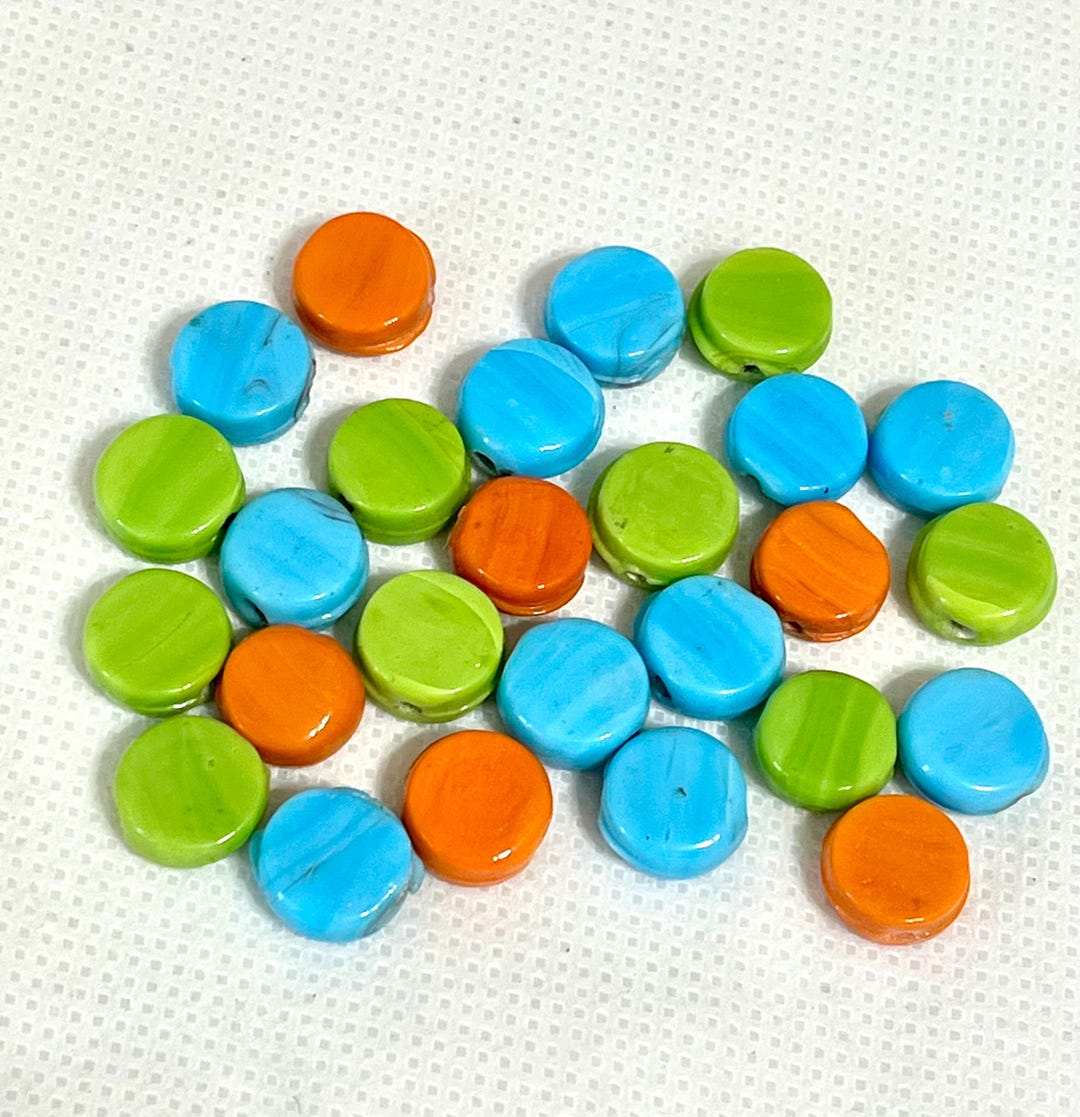 Vintage Flat Round Glass Beads - Indian Multicolor Beads (13x6mm) - Etsy