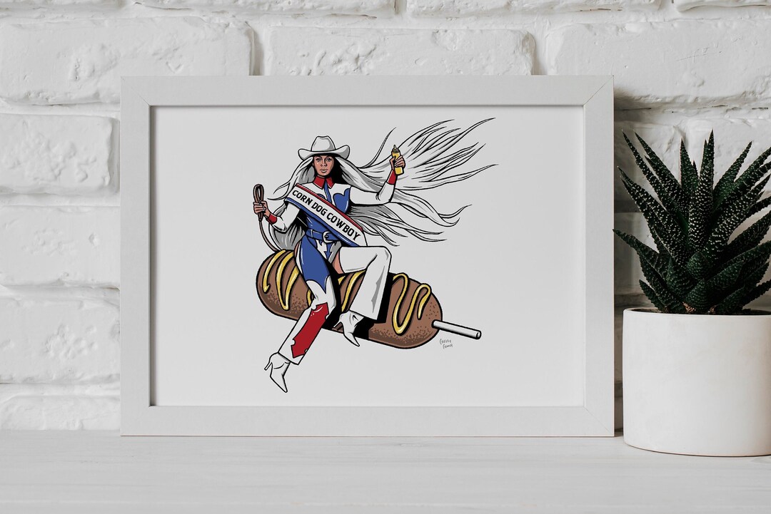 Corn Dog Cowboy Art Print, 8x10 - Etsy