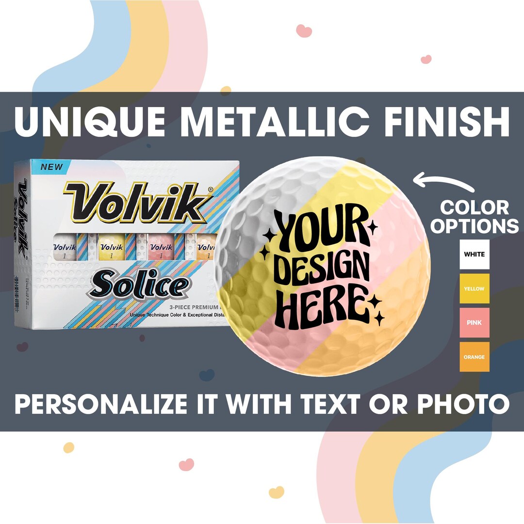 Personalized Volvik Solice Metallic Finish 3 Piece Premium Golf Ball ...