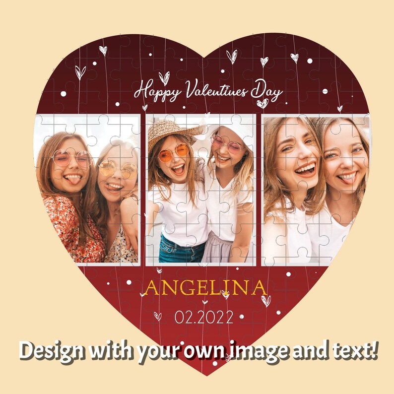 Love Heart or Circle Valentines Day Puzzle Personalized Gift With Your ...
