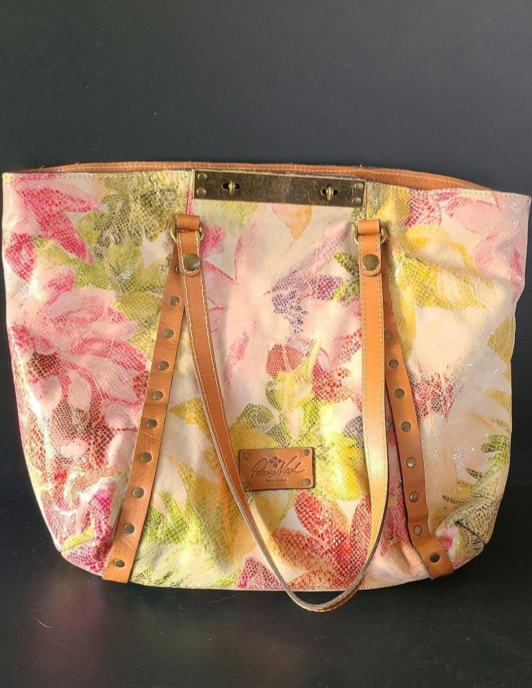 Patricia Nash Italian Leather LARGE Floral Purse -- 16"x16" - Etsy