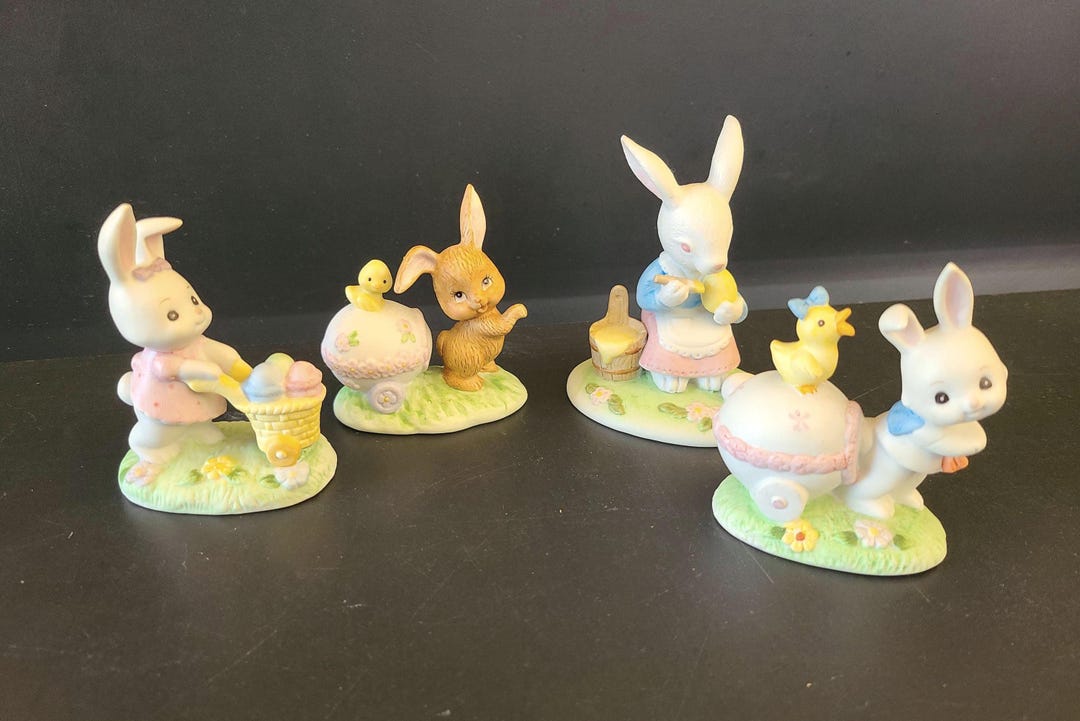 4 Lefton Easter Rabbits Porcelain Figurines -- 1984-1986 -- Collectible ...