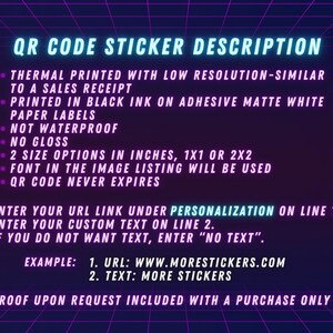 Custom Text QR Code Scan Sticker Labels 1" X 1" or 2" X 2" Inch Square ...