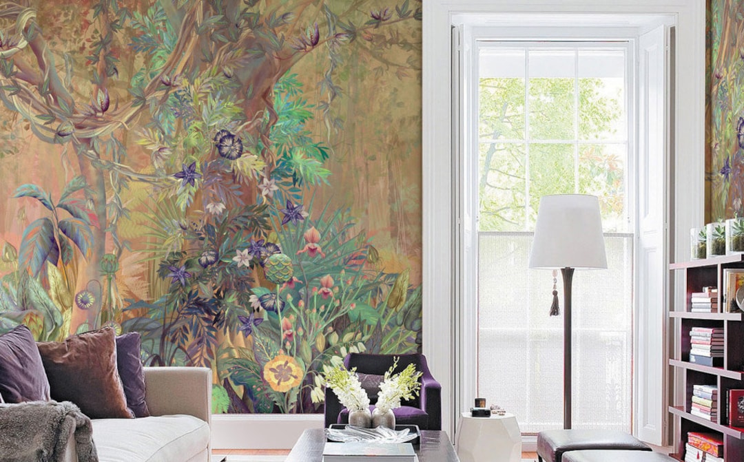 Tropical Forest Mural Wallpaper Repeat Home Decor Wall - Etsy