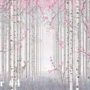 Scenic Forest Panoramic Wallpaper Repeat Mural, Home Decor Wall Murals ...