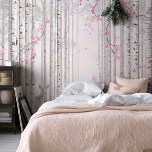 Scenic Forest Panoramic Wallpaper Repeat Mural, Home Decor Wall Murals ...