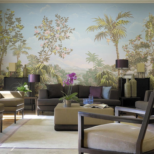 Tropical Mural Wallpaper - Etsy