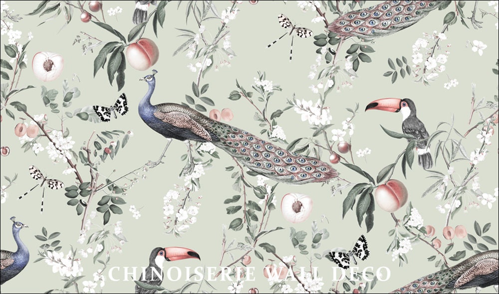 Chinoiserie Wallpaper Seamless Pattern Home Decor Wall | Etsy