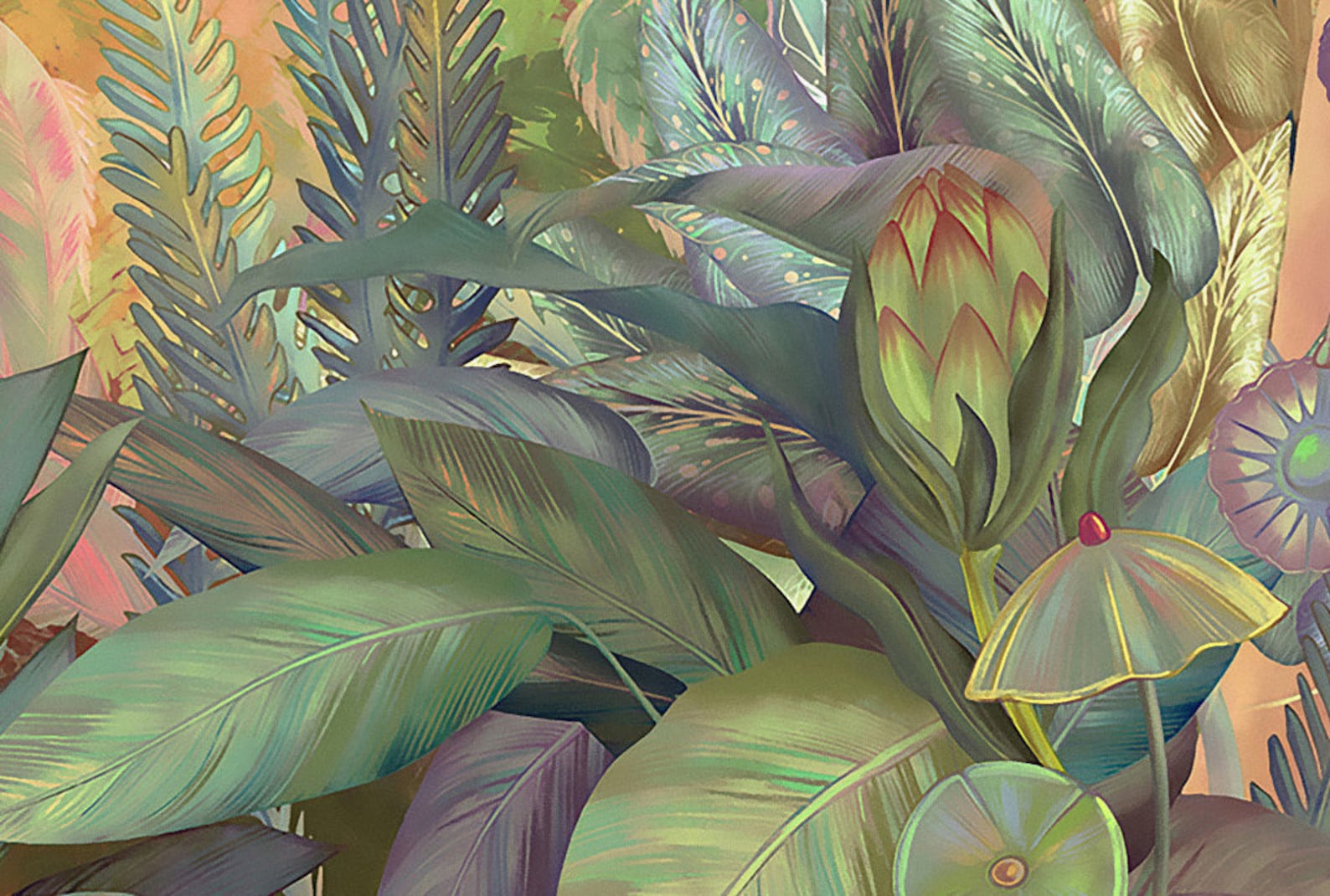 Tropical Forest Mural Wallpaper Repeat Home Decor Wall - Etsy