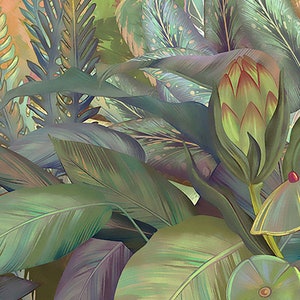 Tropical Forest Mural Wallpaper Repeat Home Decor Wall - Etsy