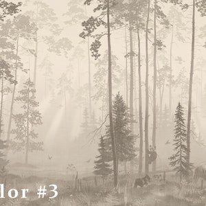 Scenic Forest Panoramic Wallpaper Repeat Mural, Home Decor Wall Murals ...