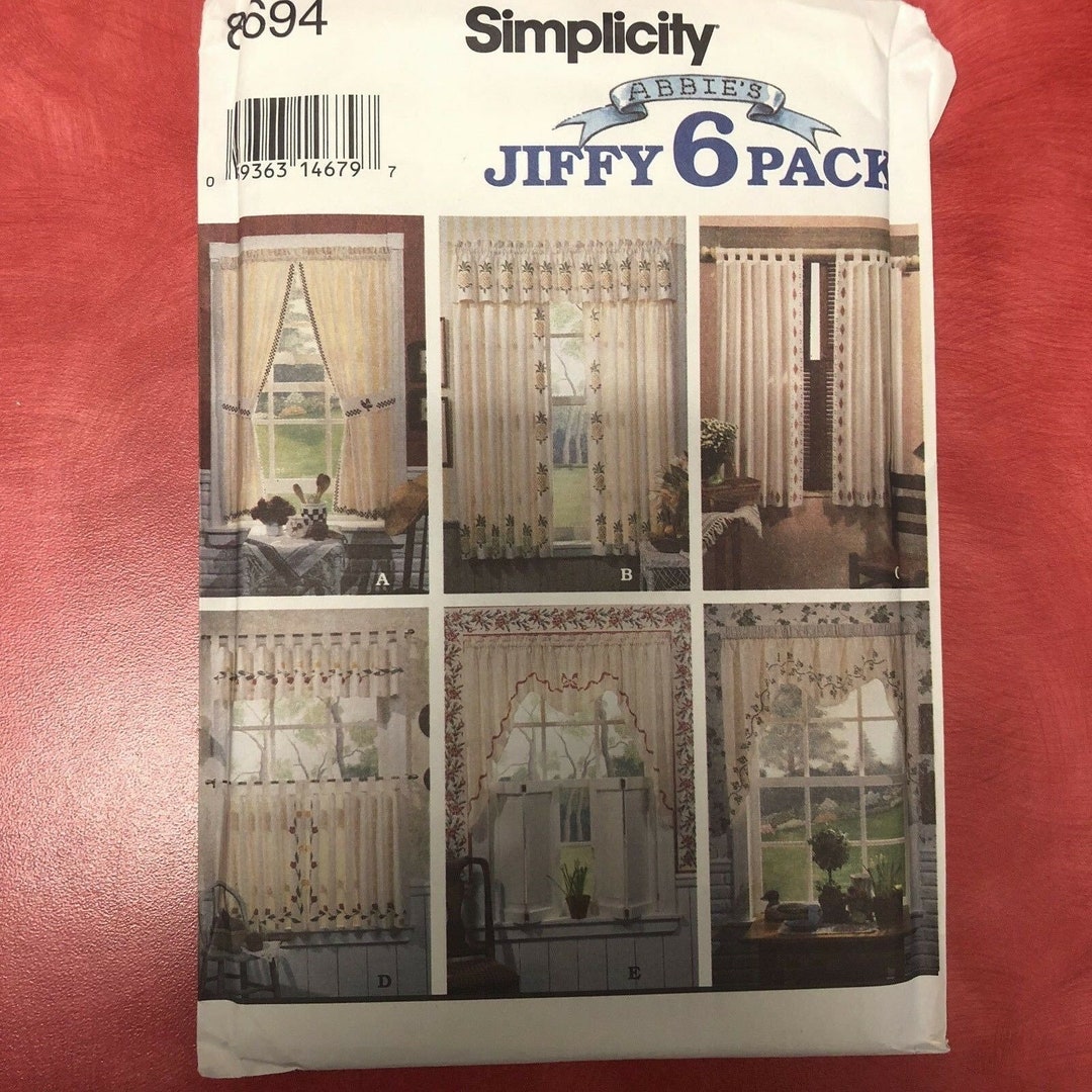 Vintage Simplicity Pattern 8694 Abbies Jiffy 6 Pack Stenciled Curtains ...