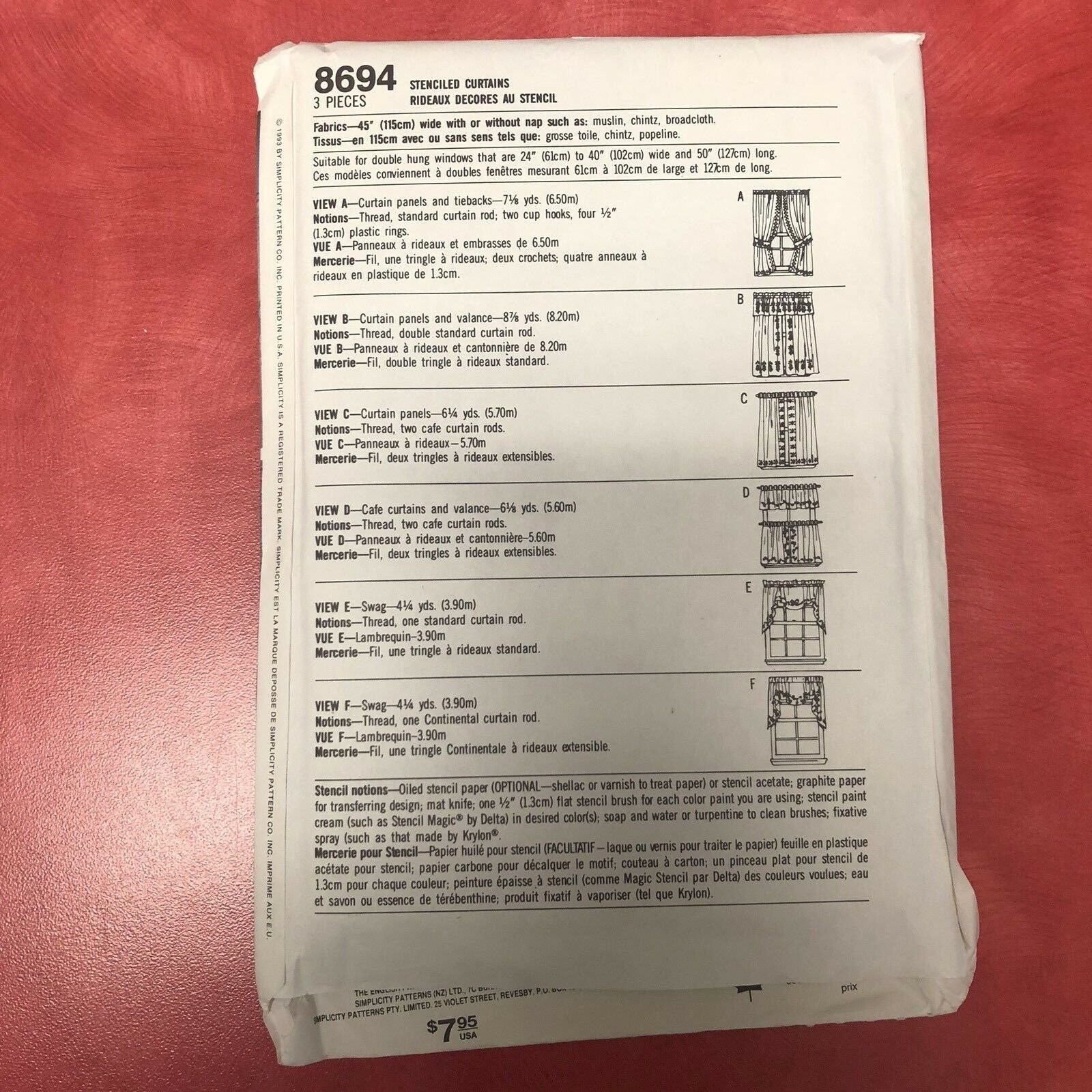 Vintage Simplicity Pattern 8694 Abbies Jiffy 6 Pack Stenciled Curtains ...