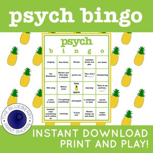 Psych Bingo | 10 Cards | Party Game | Bingo Cards | Psych Fans | Psych ...
