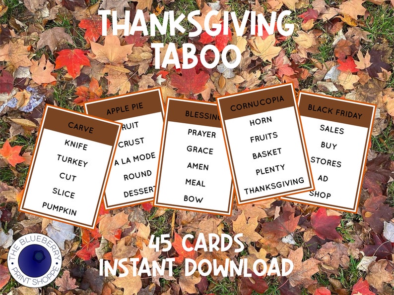 Thanksgiving Taboo Classroom Game Class Party Family Fun - Etsy
