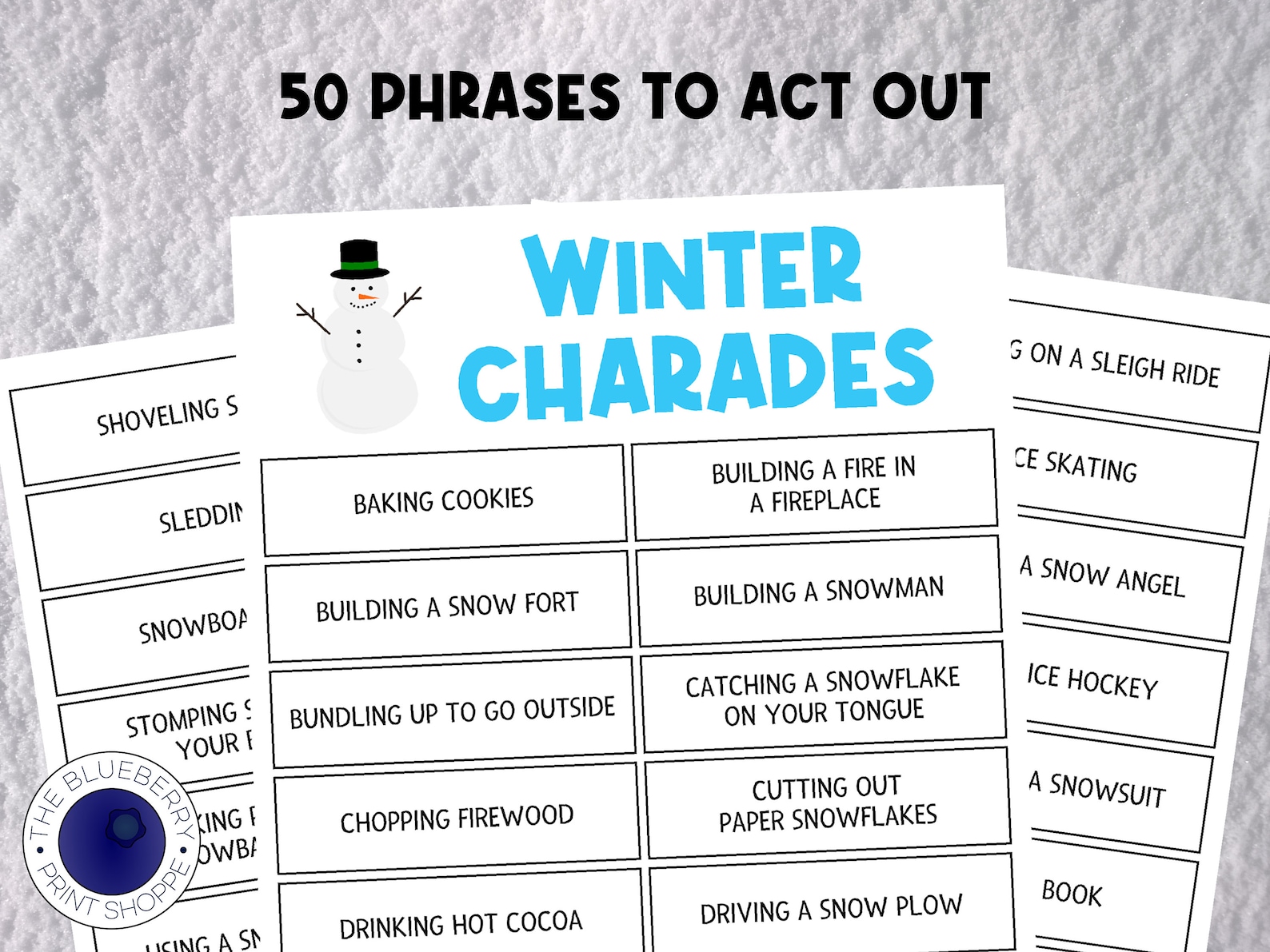 Winter Charades Winter Action Charades Pictionary - Etsy