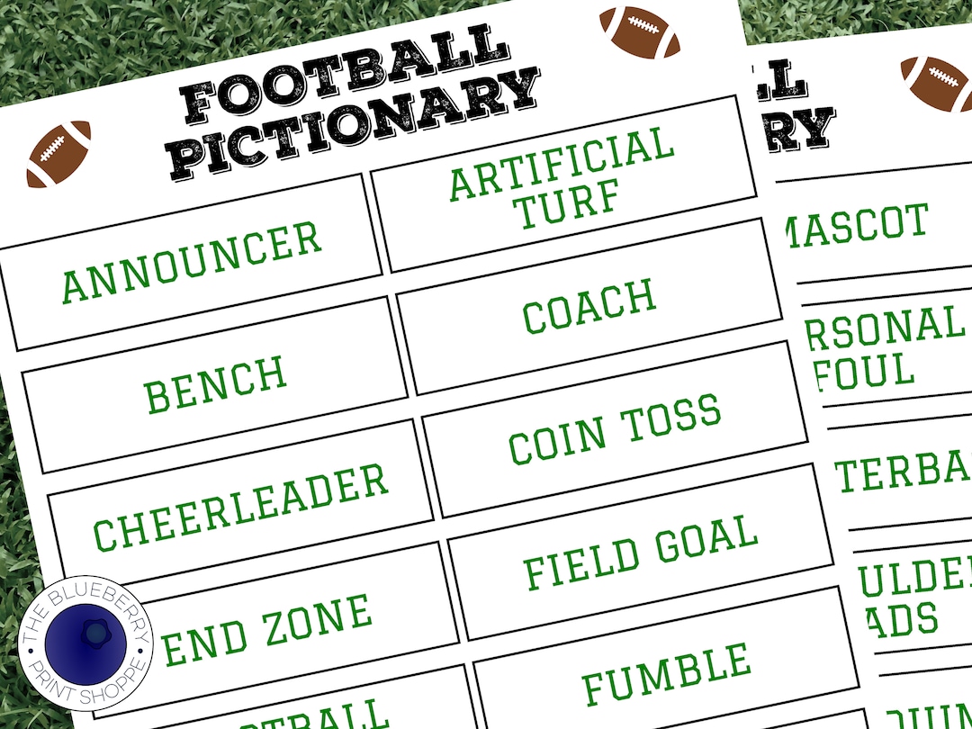 Football Game | Football Pictionary | 28 Words | Super Bowl | Football ...