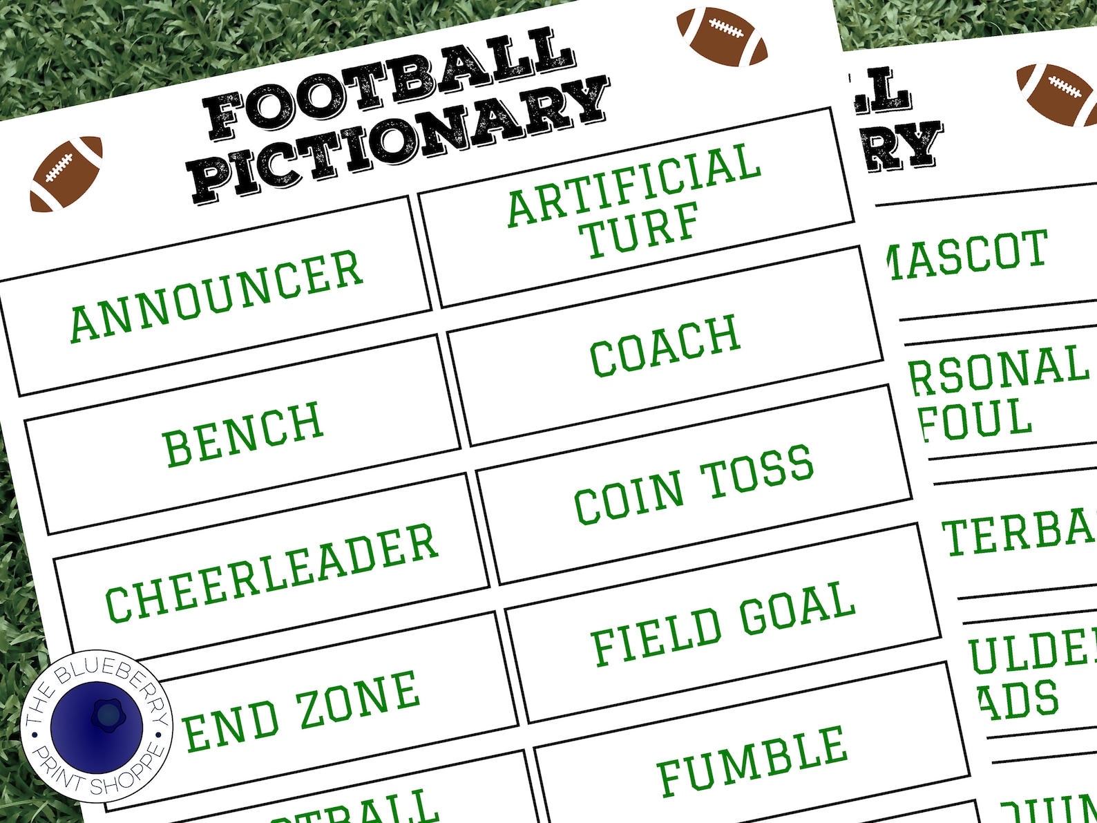 Football Game | Football Pictionary | 28 Words | Super Bowl | Football ...
