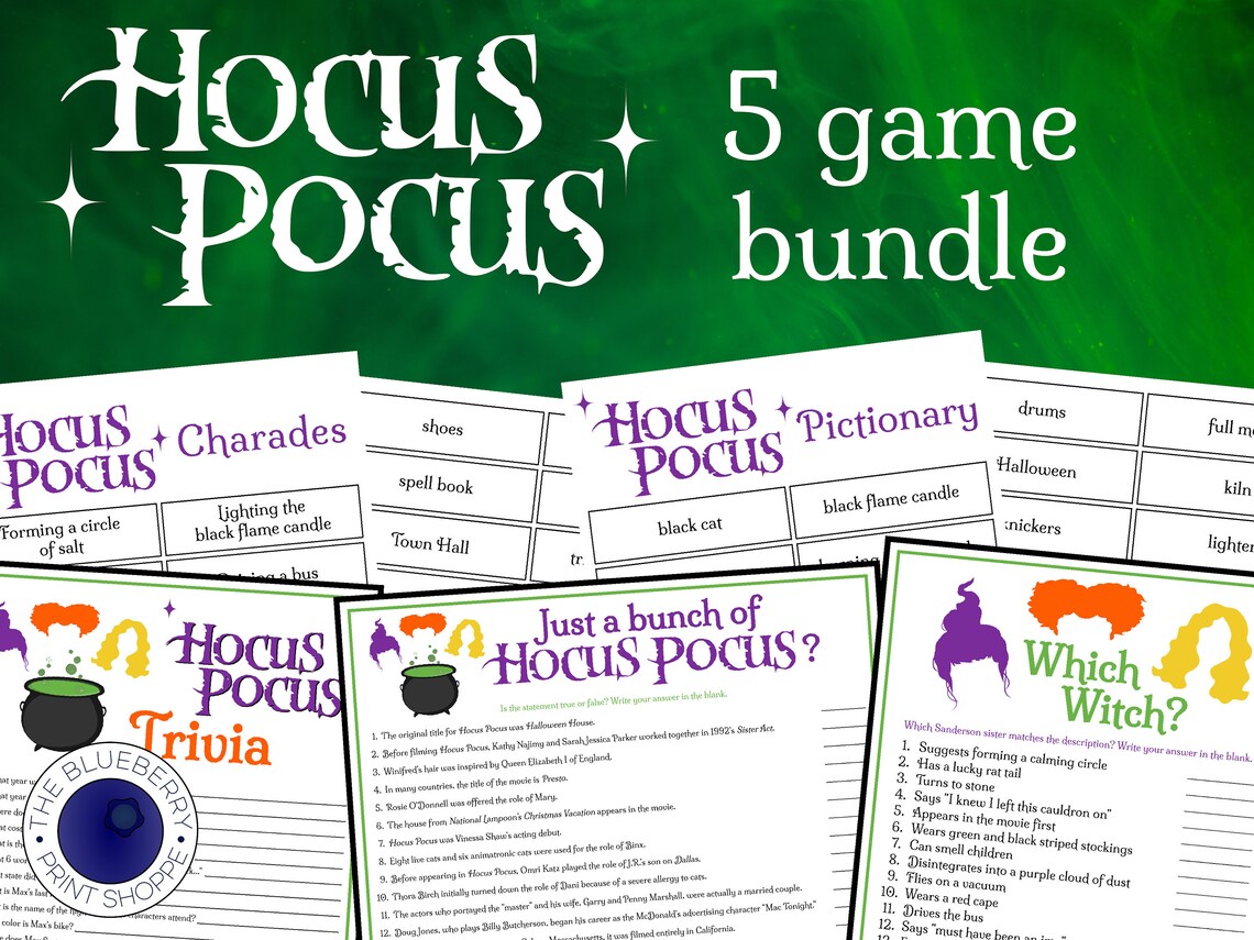 Hocus Pocus Game Bundle 5 PRINTABLE Games Hocus Pocus - Etsy