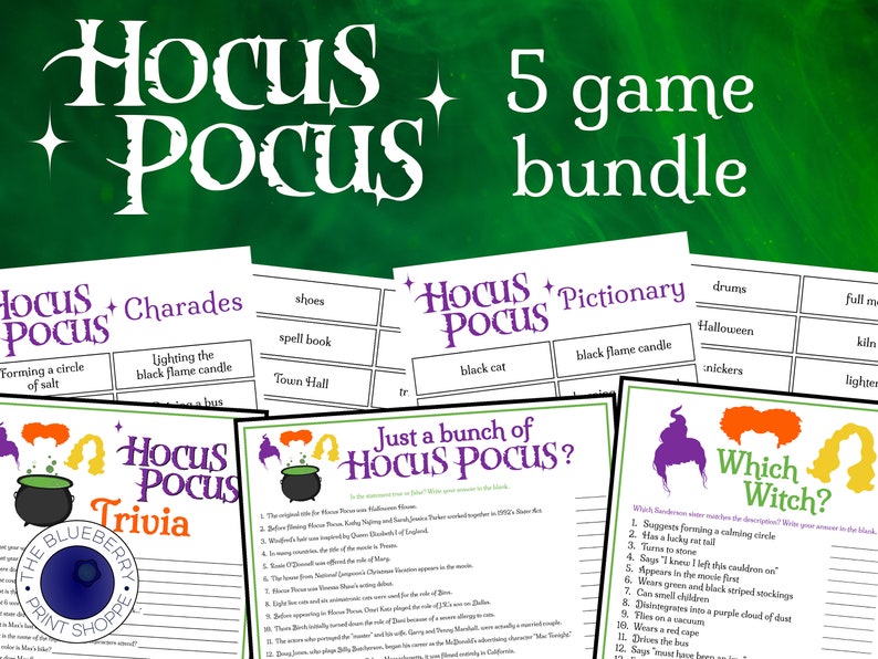 Hocus Pocus Game Bundle 5 PRINTABLE Games Hocus Pocus - Etsy