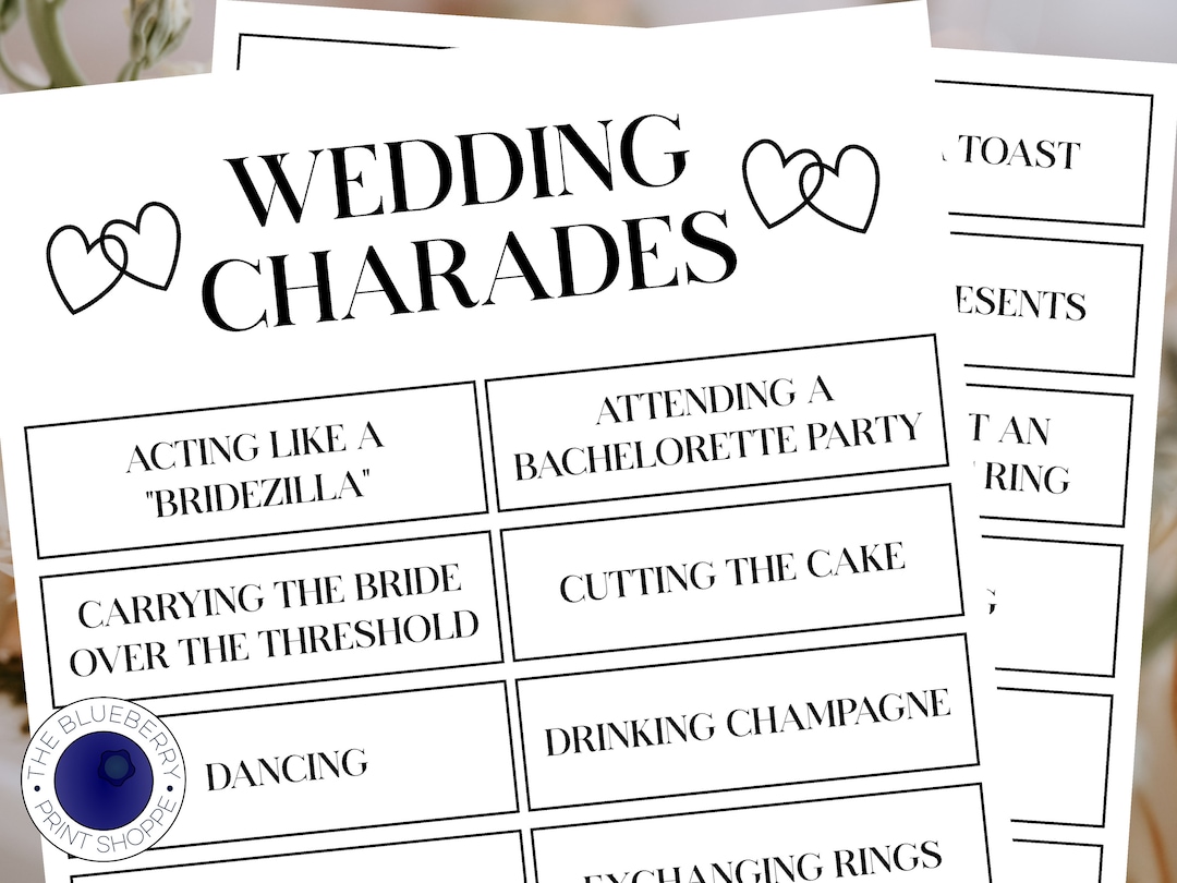 Wedding Charades | Wedding Shower Game | 32 Phrases to Act Out | Bridal ...