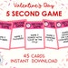 Valentine's Day Game 5 Second Game Valentine's Day | Etsy