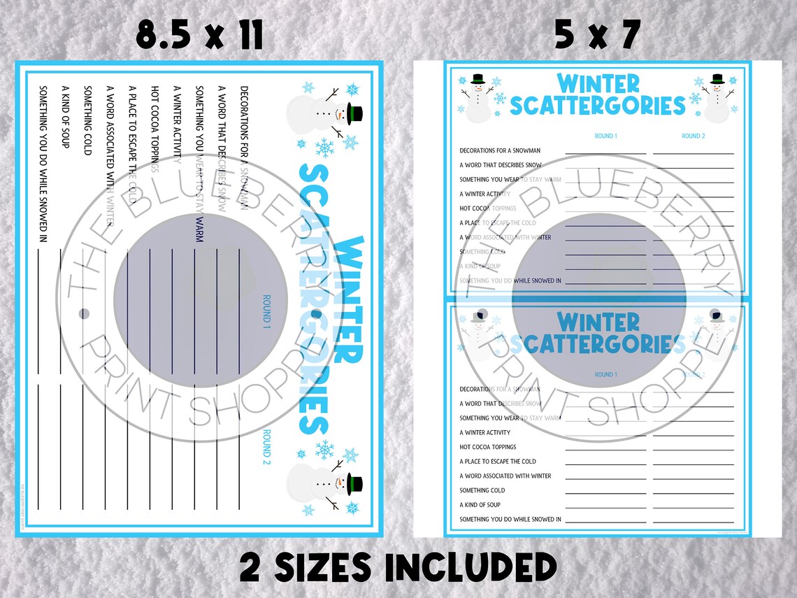 Winter Scattergories PRINTABLE Holiday Party Game - Etsy