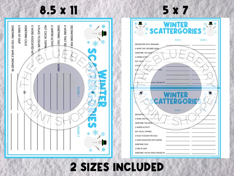 Winter Scattergories PRINTABLE Holiday Party Game - Etsy
